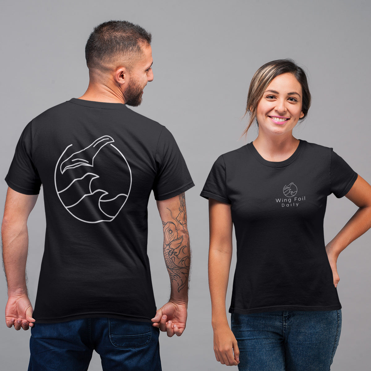 WINGFOILDAILY Logo Tee, Front and Back Print Wing Foiling Shirt